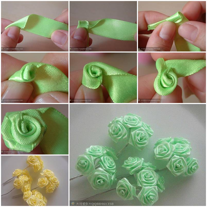How to make Mini Ribbon Roses DIY tutorial instructions | How To ...