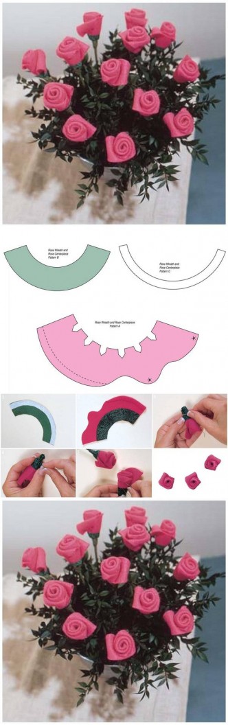How To Make Template Felt Rose Bouquet Step By Step DIY Tutorial How To Make Template Felt Rose Bouquet Step By Step DIY Tutorial